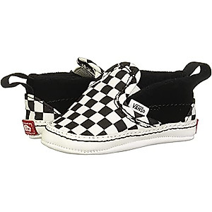 Vans, Infant Slip-On V Crib Sneakers (1, Black/True White Checkerboard)