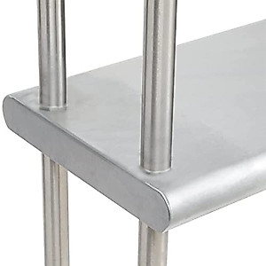 Amgood Stainless Steel Work Table with 2 Shelves | Metal Kitchen Prep Table & Shelving Combo (24" x 60" Table with 2 Shelves + 12" Overshelf)