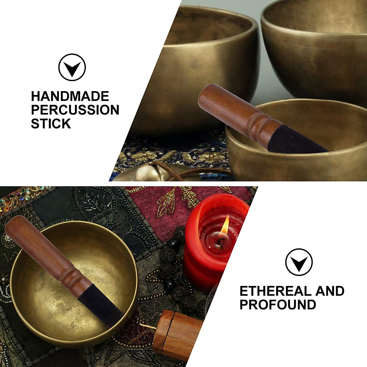 EXCEART Singing Bowls Singing Bowls Wooden Singing Bowl Mallet Singing Bowl Striker Wooden Singing Bowl Mallet for Meditation Prayer Yoga Yoga Accessories Yoga Accessories