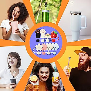 Straw Covers Cap for Stanley Cup - 8Pcs Straw Tip Covers Compatible with Stanley 30&40 Oz Tumbler, Soft Silicone Dust-Proof Straw Cover, Cute Straw Protectors for Stanley Cups Accessories