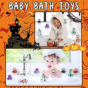 SCIONE 24PCS Halloween Rubber Duck Party Favors, Assorted Ducks Toys for Kids Trick or Treat Supplies, Goodie Bag Fillers, Prizes for Kids Baby Shower Bathtub Toys