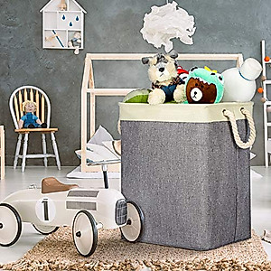 COSYLAND Laundry Basket with Rope Handles 65L Collapsible Linen Hamper Foldable Nursery Storage Baskets Bin for Bathroom, Toys and Clothing Organization