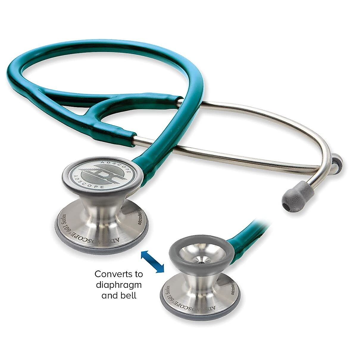 ADC - 601MCA Adscope 601 Convertible Cardiology Stethoscope with Tunable AFD Technology, For Adult and Pediatric Patients,, Metallic Caribbean