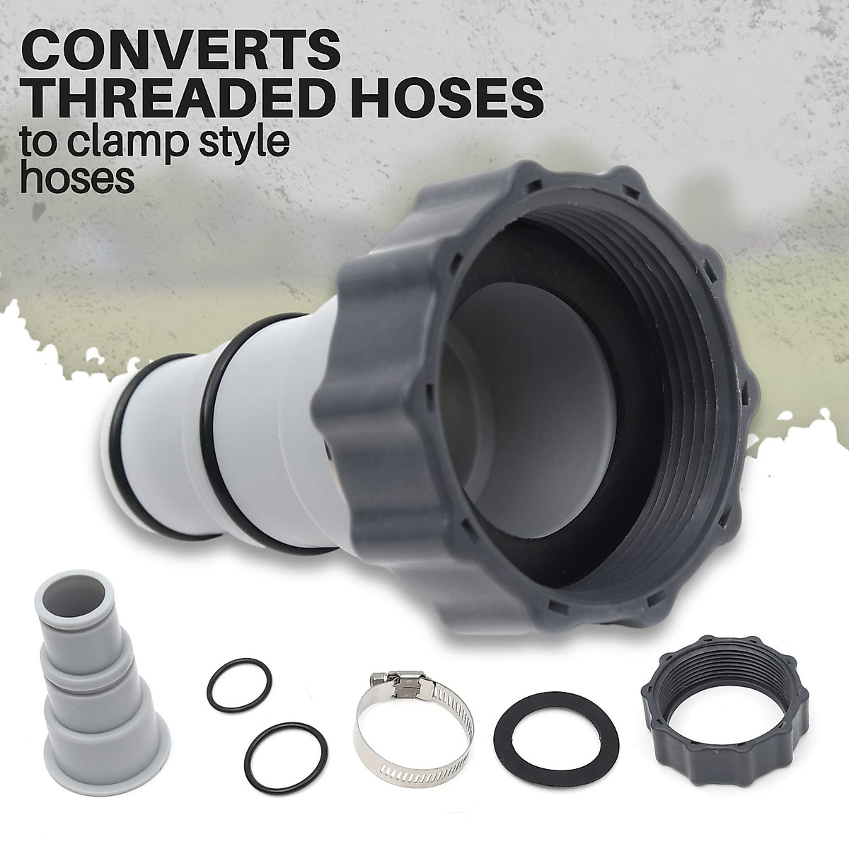 TonGass (4-Pack) Pool Hose Replacement for Intex Pool Sets with 1.5 and 1.25-Inch Hoses - Hose Adapter w/Collar Replace for Intex Pool Parts Fit for Threaded Connection Pumps PN. 25007 (4, 25007)