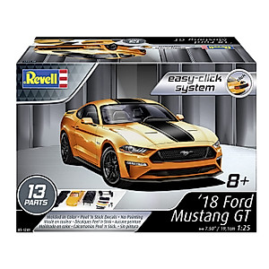 Revell 85-1241 2018 Ford Mustang GT Model Car Kit 1:25 Scale 13-Piece Skill Level 2 Plastic Easy-Click Model Building Kit, Orange