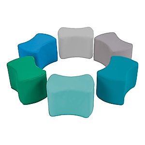 Sprogs Foam Soft Flexible Seating - Bow Tie Stool Set for Toddlers and Kids- Six Piece Set (10"H) - Contemporary Assorted Colors, Model Number: SPG-1522-CT