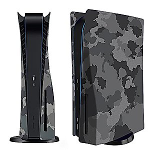 Face Plate Cover Shell for PS5 Disc Edition Console Faceplates, Playstation 5 Accessories Protective Replacement Panels (Gray Camouflage)