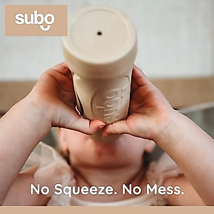 Subo Baby Food Bottle | No Mess Baby Toddler Self Feeder | Squeeze Free Design for Purees, Smoothies, Yogurt, Oatmeal, or Thickened Liquids | Reusable Silicone Washable Cup (Oatmeal)