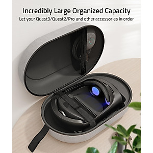 Syntech Large Hard Carrying Case Compatible with Oculus/Meta Quest 3, Quest 2/Pro Accessories PICO4 VR Headset with Elite Strap, Touch Controllers and Others, High Capacity for Storage, Travel (Gray)