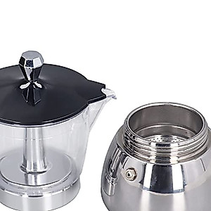 TOTITOM Stovetop Coffee Maker 6 Cup Moka Pot Clear ABS Top Stainless Steel Coffee Making Pot for Home Office Coffee Maker Espresso Maker