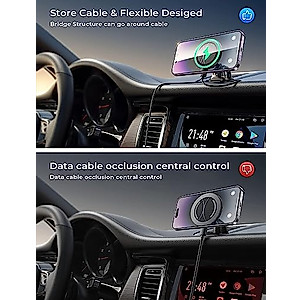 LISEN for Magsafe Car Mount Charger Wireless 15W Car Charger for iPhone [Powerful Magnets] Magnetic Car Phone Holder Mount Wireless Fast Charging for Magsafe Charger Fits iPhone 14 13 12 Magsafe Case