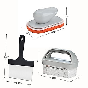 Griddle Cleaning Kit for Blackstone- Heavy-Duty Metal Scraper, 2 Grill Cleaning Blocks, and 6 Scouring Pads with Holder - Ultimate Flatop Maintenance Set