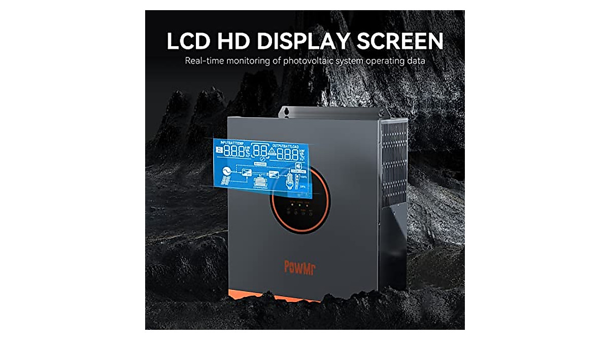 PowMr 5000W Solar Inverter 48V DC to 110V AC, 5KW Pure Sine Wave Hybrid ...