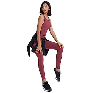 Workout Tank Tops for Women Cropped Ribbed Athletic Tank Gym Tight Fit Tops for Yoga Fitness Sports Running Dark Red 8