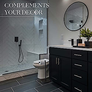 Marmolux Acc - Free Standing Toilet Paper Holder Stand 1pc - Bathroom Storage for 4 Rolls of Toilet Tissue Modern Stainless Steel Matte Black Toilet Paper Stand. - Toilet Roll Stand - Tp Holder Stand