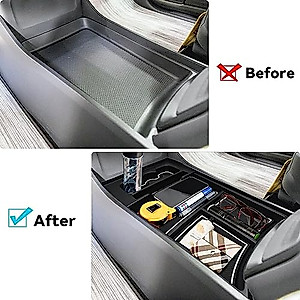 Lower Center Console Organizer for Rivian R1T & Rivian R1S Floor Storage Insert Box with White PVC Trim Rivian Organizer Tray with Cup Holder Compatible with Rivian R1T R1S 2022 2023