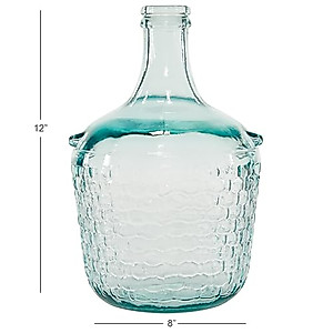 Deco 79 Recycled Glass Handmade Spanish Vase with Bubble Texture, 8" x 8" x 12", Clear