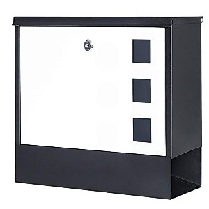 Locking Mailbox Wall Mounted Vertical– Jssmst mailboxes with Key Lock and Newspaper Compartment, Key Lock Drop Box Large Capacity, 14.3 x 3.8 x 11.8 Inch, White，SM-HPB911WN