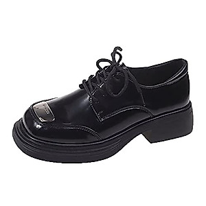Women Casual Shoes Fashion Spring New Pattern Round Toe Thick Heel Square Heel Comfortable Shoes Shoes Women Platform Casual Black