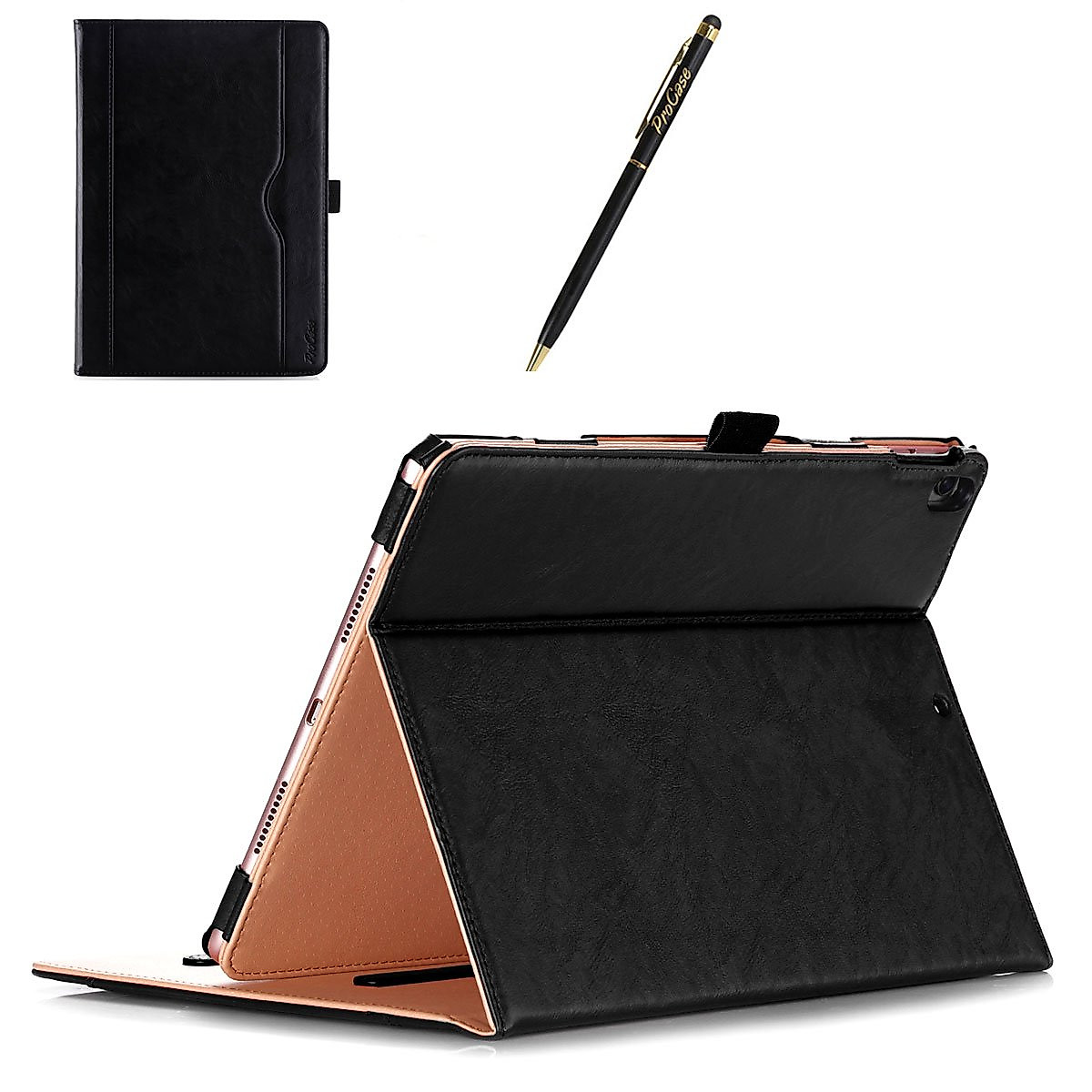ProCase Case for iPad Air (3rd Gen) 10.5" 2019/iPad Pro 10.5" 2017, Vintage PU Leather Stand Folio Cover for iPad Air 3/iPad Pro 10.5-inch Multiple Viewing Angles with Pencil Holder -Black