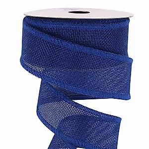 MEEDEE Royal Blue Burlap Ribbon 1.5 Inch Wired Edge Roll for Christmas Wreath, Welcome Wreath, Gift Wrapping, Garland, Bows Making, Swag, Home Decor (10 Yards)