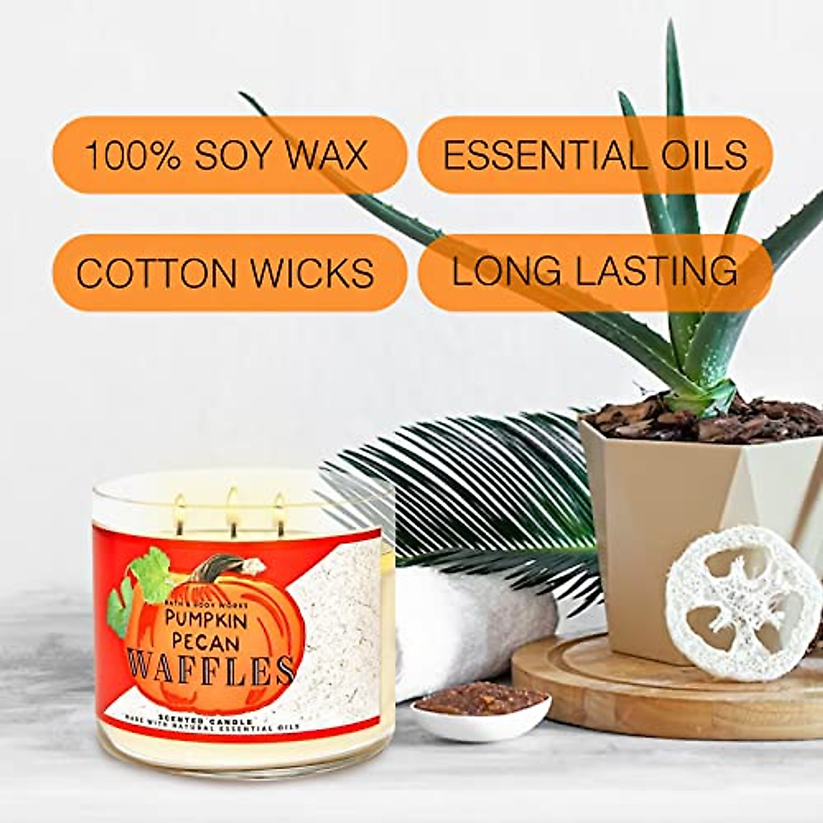 Bath & Body Works, White Barn 3-Wick Candle w/Essential Oils - 14.5 oz - 2021 Autumn! (Pumpkin Pecan Waffles)