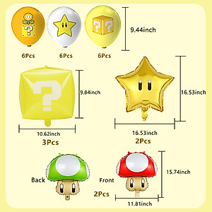 Game Balloons Birthday Party Decorations - Cartoon Birthday Party Supplies Set, Birthday Party Favor Decor Foil/Latex Balloons Set Photo Background for Kids Boys Girls Birthday Party, Baby Shower