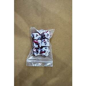 FLASHOWL Vampire Dice Blood Dice D&D Dice Set with Irregular Spray Fuchsia Dots Blood Splatter Polyhedral Role Playing Gaming Dice D20 Dice Dungeons and Dragons Dice 7 Set