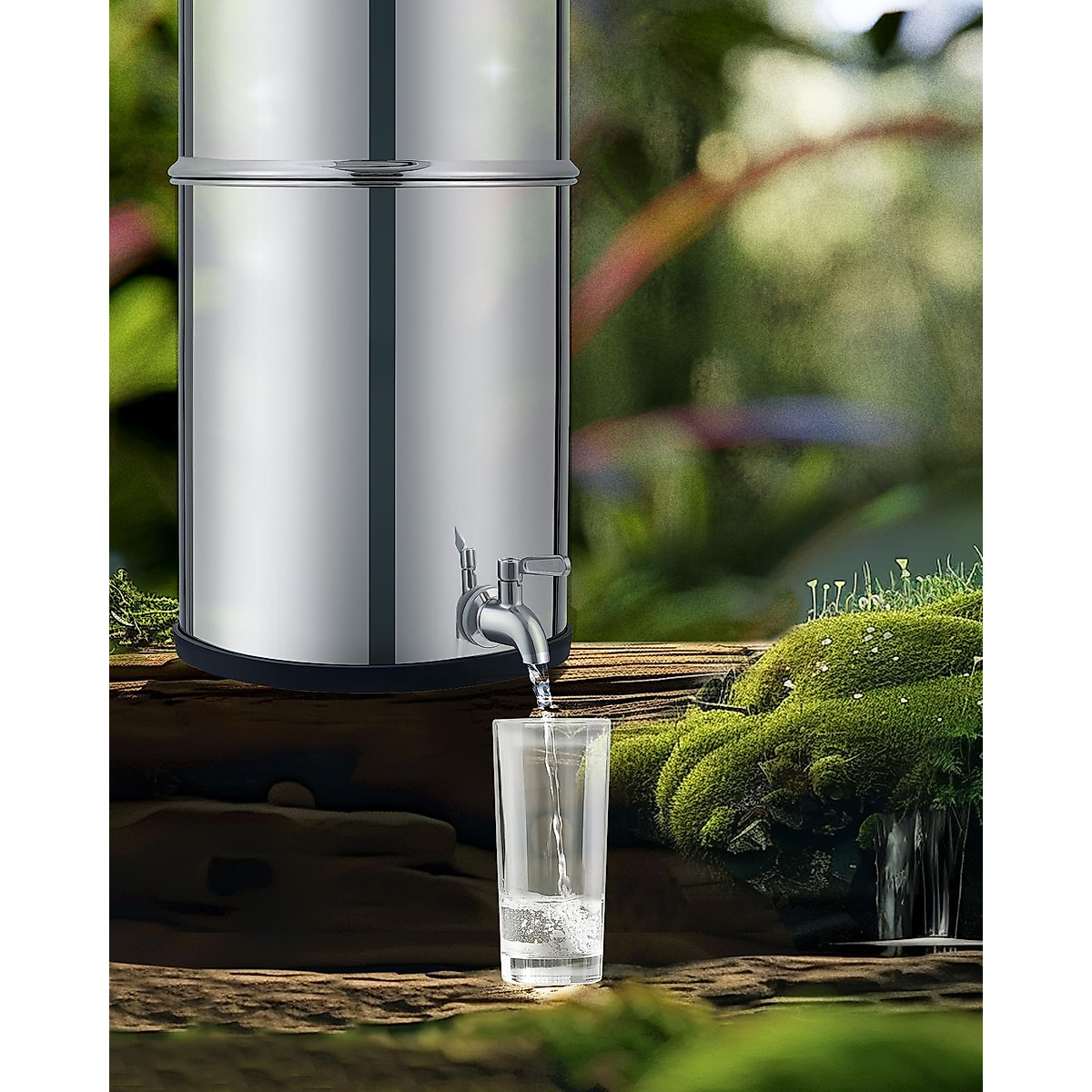 CO-Z Gravity-Fed Water Filter System, 2.25 Gallons Countertop Water Filtration System, 304 Stainless Steel Gravity Water Purifier with 2 Carbon Filters & Water Spigot, NSF/ANSI 42 Certification