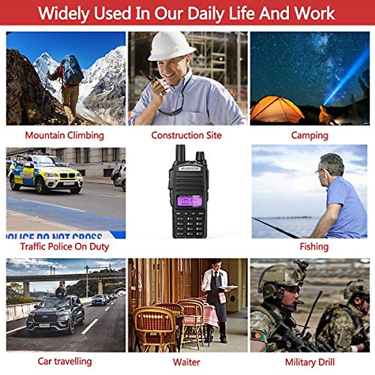 Baofeng UV-82 Radio Portable Ham Radio Handheld Two Way Radio Rechargeable Long Range Dual PTT Walkie Talkie with AR-771 Antenna-2 Pack