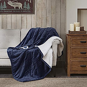 Woolrich Heated Plush to Berber Electric Blanket Throw Ultra Soft Knitted , Super Warm and Snuggly Cozy with Auto Shut Off and Multi Heat Level Setting Controllers, Throw: 60x70", Indigo