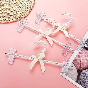 5 Pcs Plastic Artificial Pearl Pants Hangers Jeans Hangers Delicate Clothes Hangers with Clip for Trousers Skirts Jeans Slacks Pants,9.4 Inch