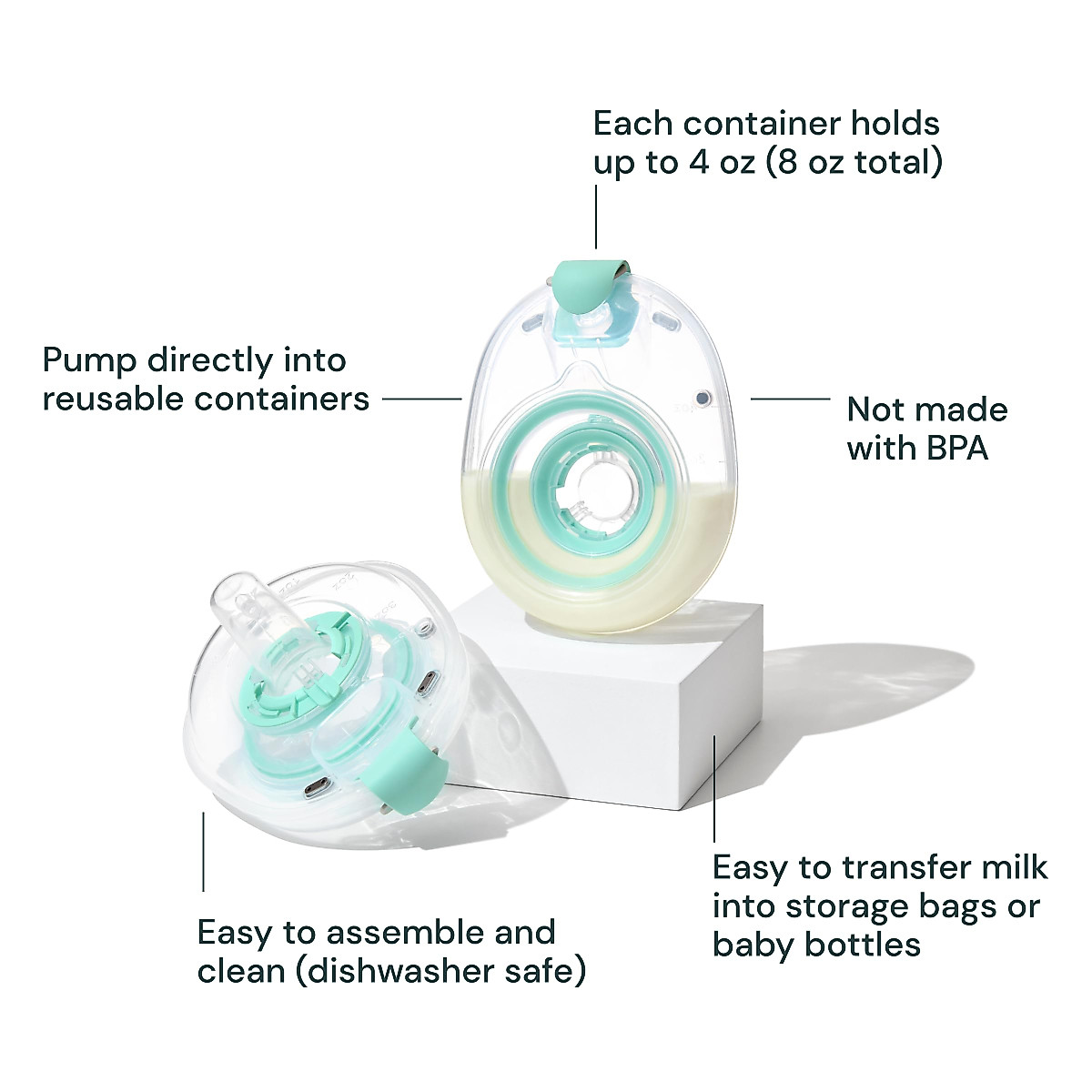 Willow 3.0 Pump Reusable Breast Milk Containers, 24mm Flange, 2 Ct, Holds 4 oz. Per Container, Breastfeeding Essential for The Willow 3.0 Wearable Breast Pump, Hands-Free Pumping