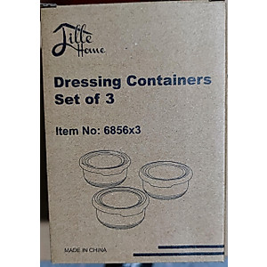 Lille Home 7.5 OZ Dressing Containers for Condiments, Salad Dressing, Dips, Stainless Steel Dipping Sauce Cups, Mini Food Storage with Lid, Set of 3, Leakproof, BPA Free