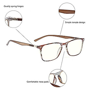 JOSCHOO Computer Reading Glasses Blue Light Blocking Readers Men and Women Glasses of Reading (Brown Stripe, 0.0)