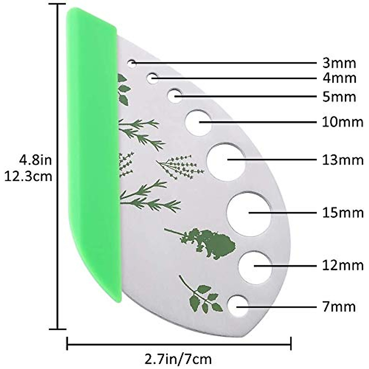 Herb Stripper, Jiaedge Green 9 holes Stainless Steel Kitchen Herb Leaf Stripping Tool, Metal Herb Pealer Suit for Kale, Collard Greens, Thyme, Basil, Rosemary Stripper