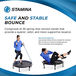 Stamina Intone Plus Trampoline with Resistance Bands - 38 inch Exercise Rebounder, Outdoor and Indoor Trampoline, Exercising Equipment At Home, Recreational Trampolines