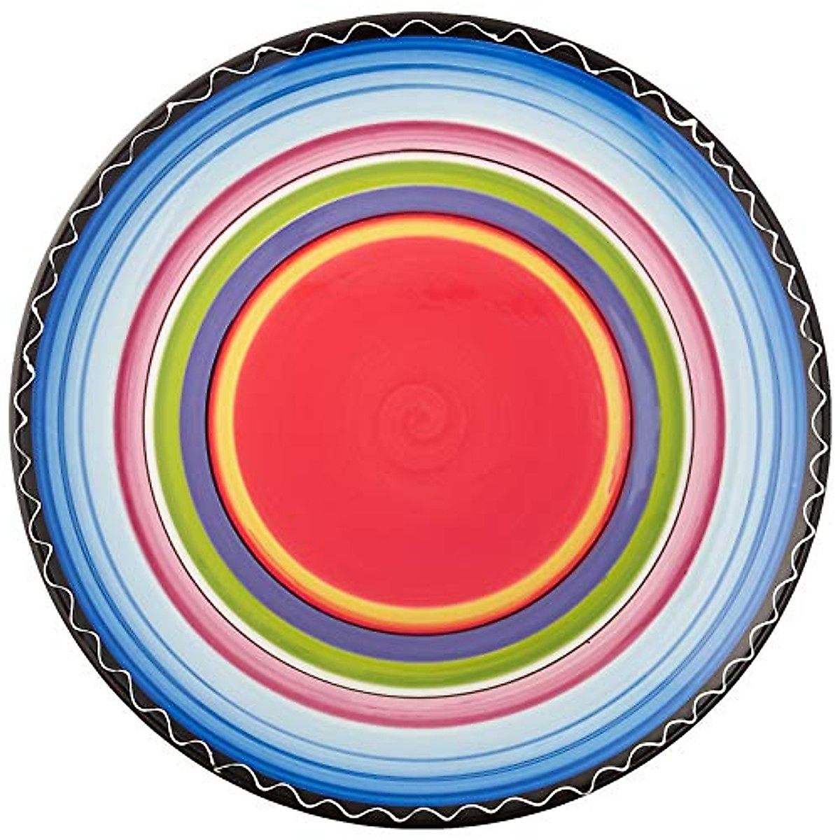 Certified International Tequila Sunrise Dinner Plate, 11-Inch, Assorted Designs, Set of 4, black