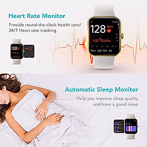 SKG Smart Watch, Fitness Tracker with 5ATM Swimming Waterproof, Health Monitor for Heart Rate, Blood Oxygen, Sleep, 1.7'' Touch Screen Bluetooth Smartwatch Fitness Watch for Android-iPhone iOS, V7