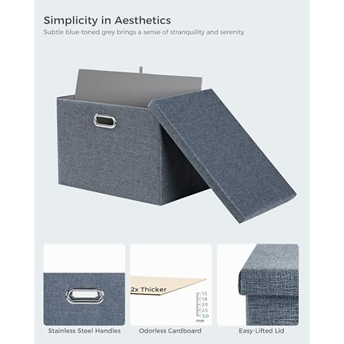 FABINADO Storage Bins with Lid, Fabric Closet Organizer, Foldable Storage Container, 2 Pack, Anthracite Gray,16.9''x12.2''x11.4''