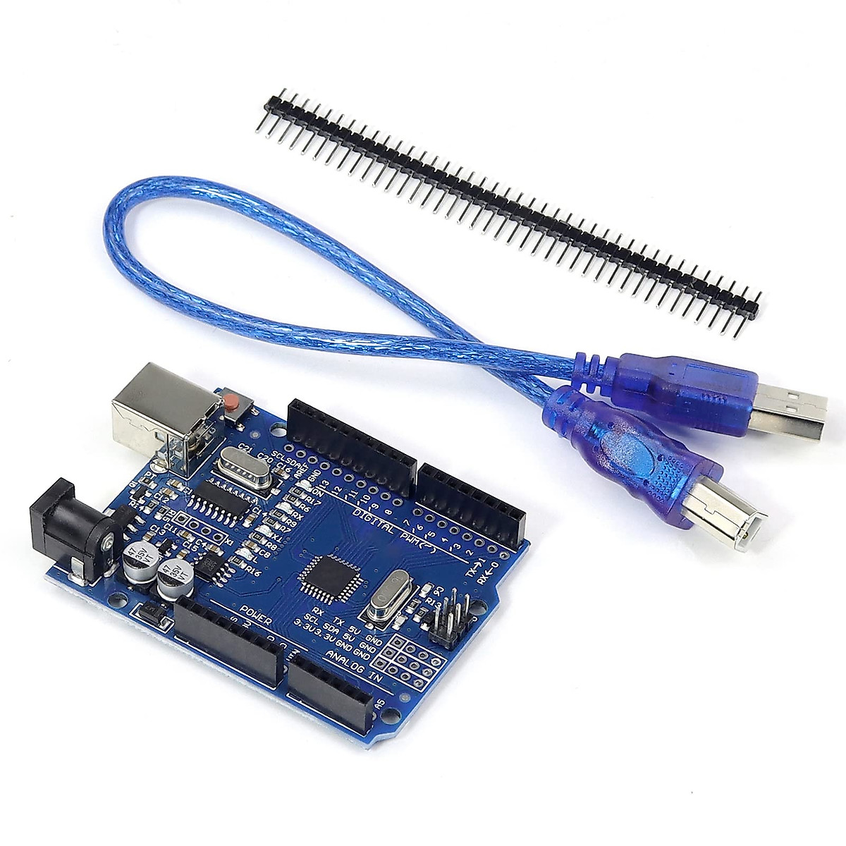 KeeYees 3 Set Microcontroller Development Board for Arduino IDE with USB Cable and 2.54mm Straight Pin Header + 3pcs 40Pin 20cm Female Male Jumper Wires