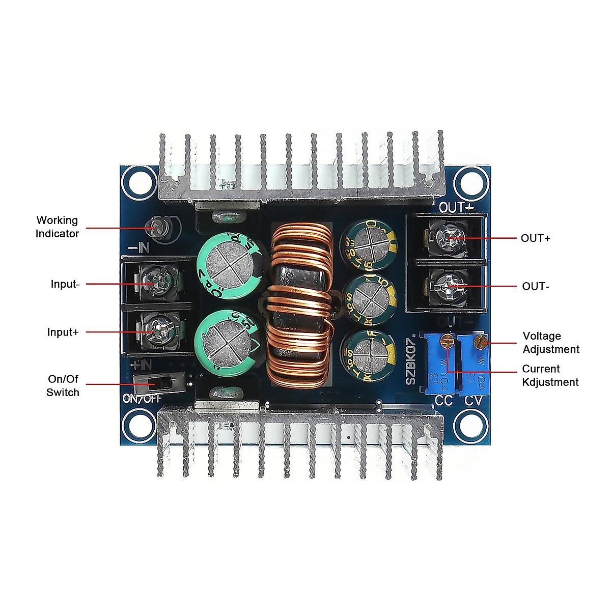 XIITIA 4pcs 20A 300W CC CV Step Down Module Adjustable DC 6-40V to 1.2-36V Voltage Regulator Buck Converter Constant Current Power Module Charging LED Drive with Short Circuit Protection