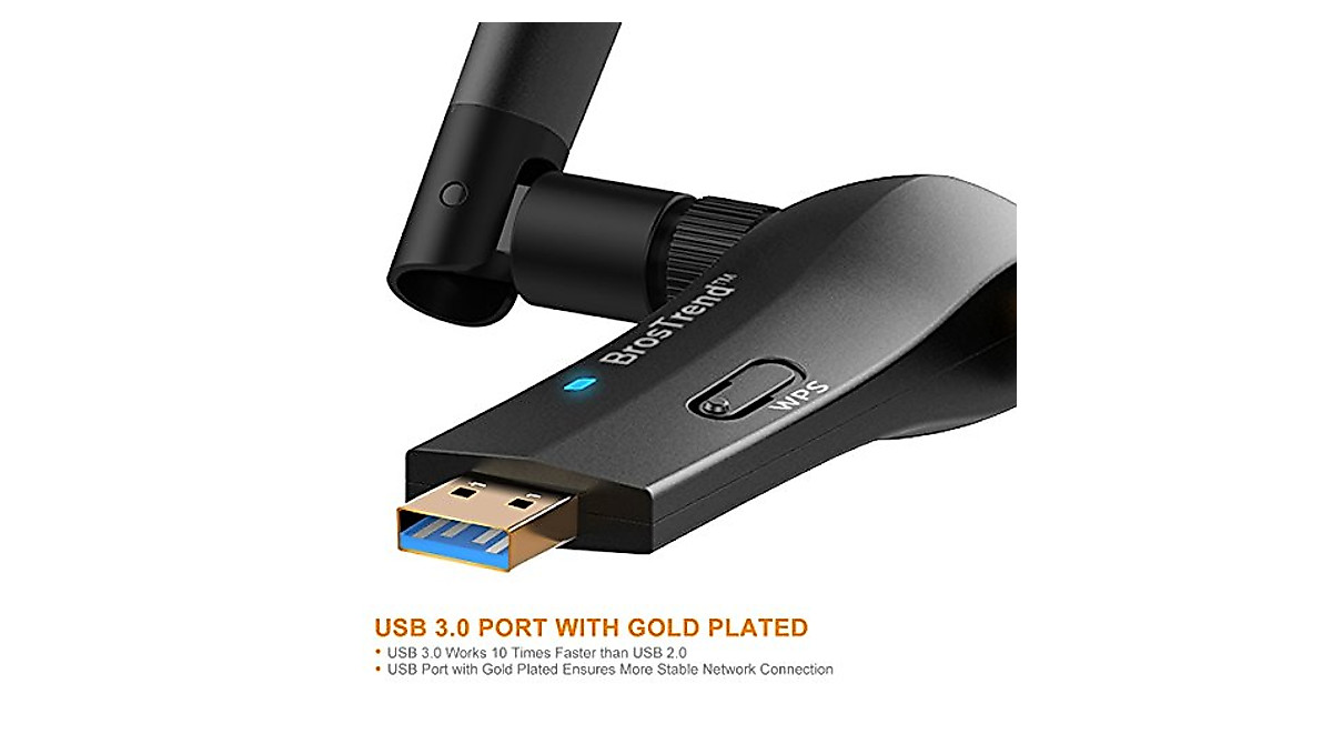 BrosTrend 1200Mbps Long Range USB WiFi Adapter for PC Desktop Laptop of ...