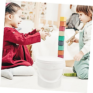 White Plastic Bucket 3pcs Storage Bucket White with Cover 3pc Pp 0.26 Gallon Buckets with Lid