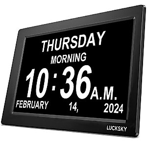 Digital Clock Large Display - 19 Alarm Clocks and Medical Reminders, 3 Display Modes with Large Font Numbers, 10-Level Dimming Display, Designed for Elderly, Dementia, and Visual Impairment