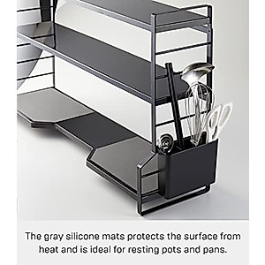 Yamazaki Home Sturdy, Standing Stovetop Kitchen Rack/Spice Shelves | Steel | Countertop Shelf, One Size, Black