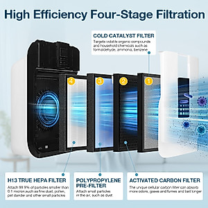 HSP001 Filter Replacement Compatible with HATHASPACE Air Purifier Filters HSP001, 4-in-2 Filtration with H13 True Hepa and Activated Carbon, 2 Pack