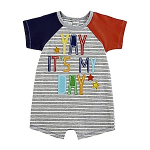 Mud Pie baby boys Mud Pie First Birthday It's My Day Shortall, 12-18 Months Shorts Set, Multi, Months US