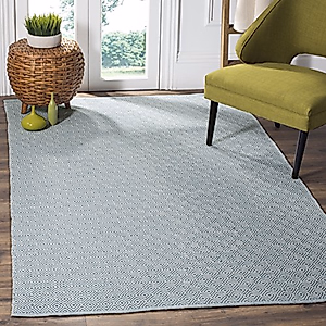 SAFAVIEH Montauk Collection Area Rug - 5' x 8', Ivory & Light Blue, Handmade Flat Weave Cotton, Ideal for High Traffic Areas in Living Room, Bedroom (MTK515D)