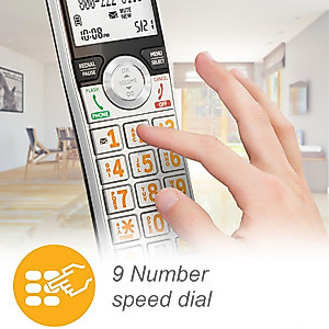 AT&T CL84307 Dect 6.0 Expandable Corded/Cordless Phone with Smart Call Blocker, Silver/Black with 3 Handsets